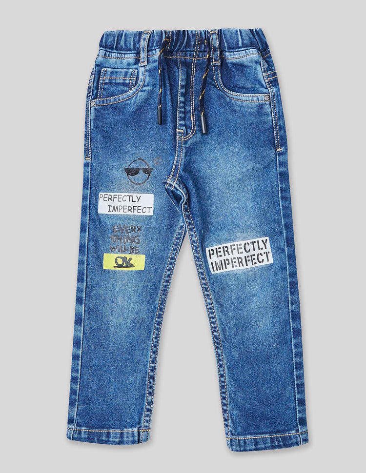 Buy Graphic Print Blue Denim Jeans for Baby Boy online at RUFF