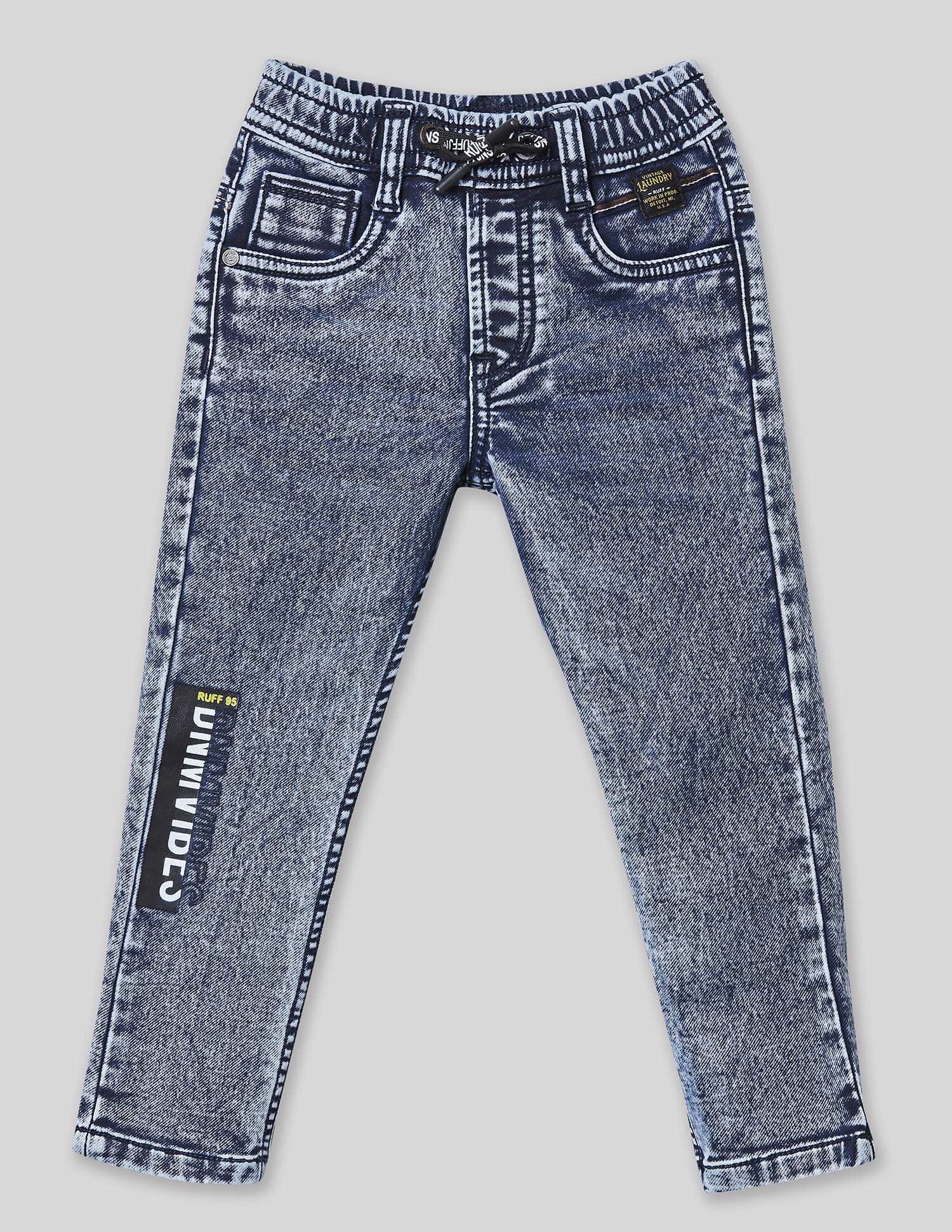 Buy Blue Washed Stretchable Denim Jeans for Boys online at RUFF