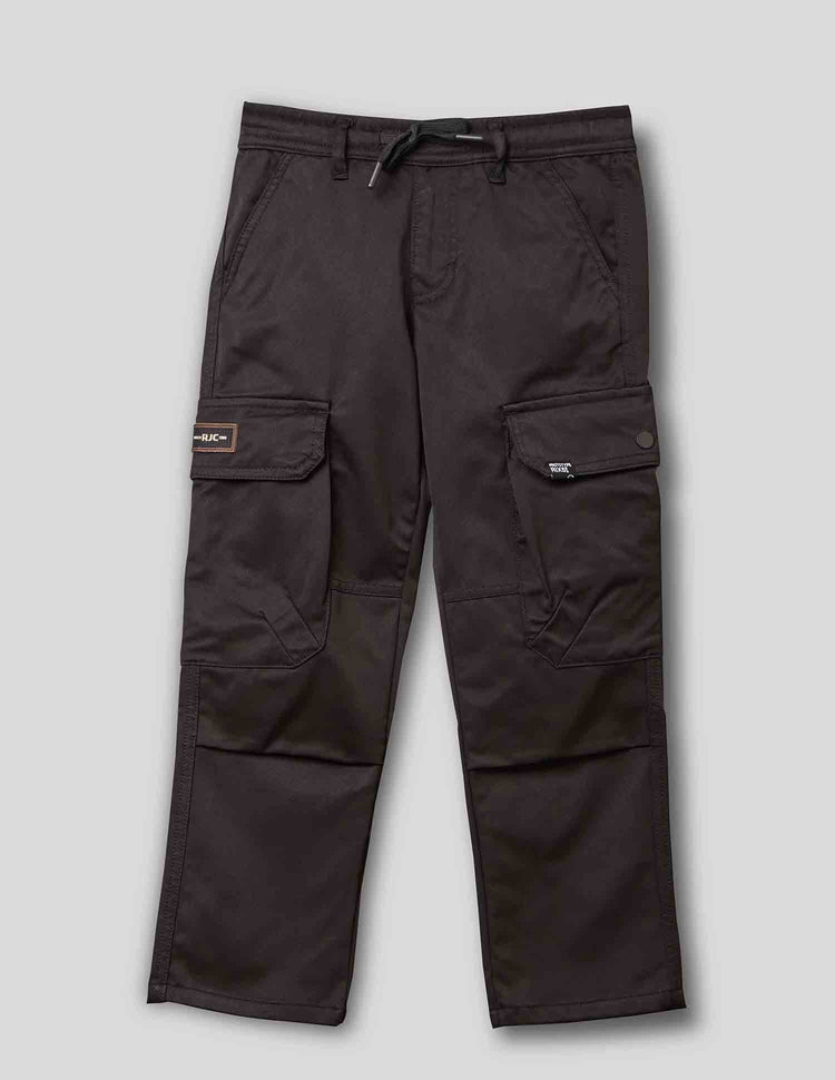 Buy Black Solid Straight Fit Cotton Cargo Pant for Boys online at RUFF