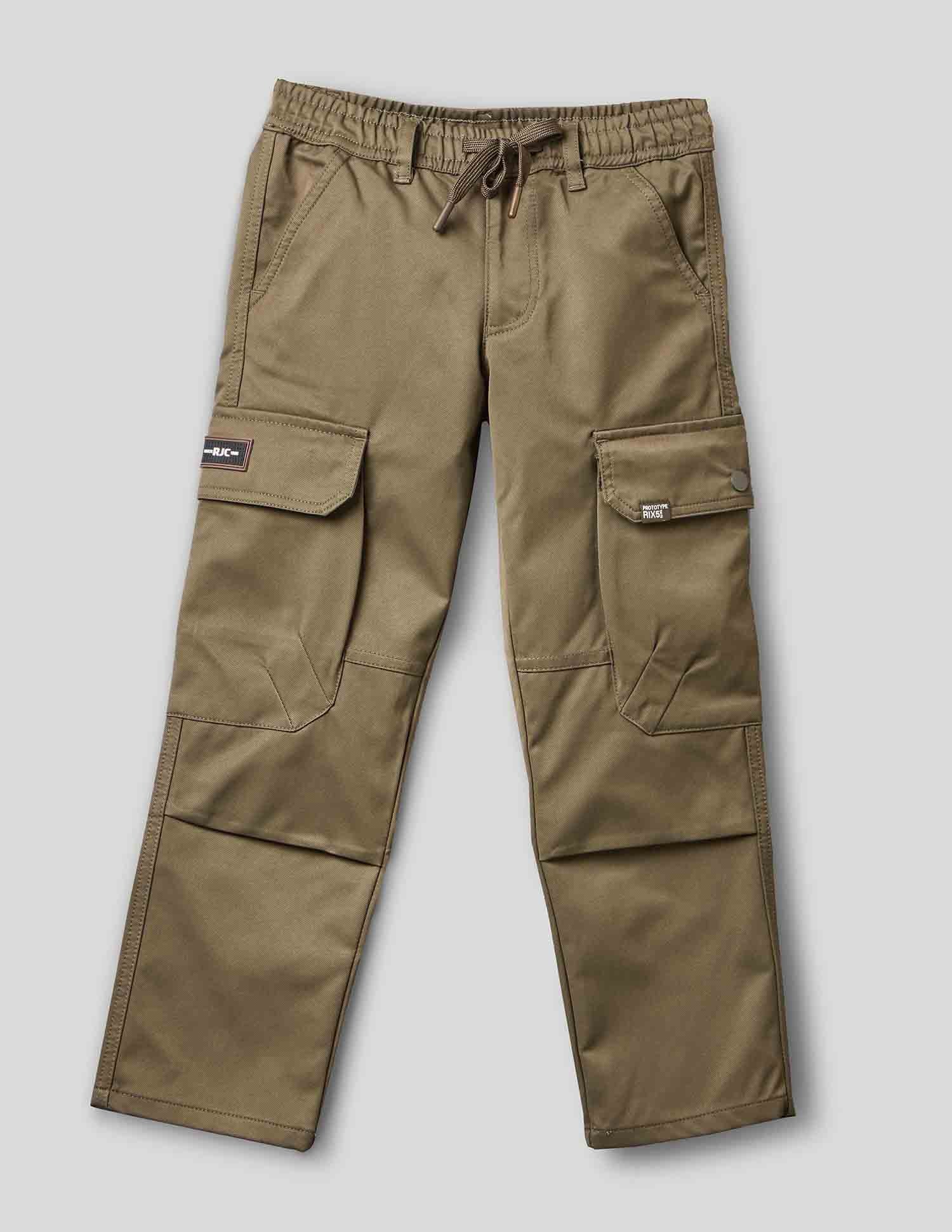 Buy Olive Solid Straight Fit Cotton Cargo Pant for Boys online at RUFF