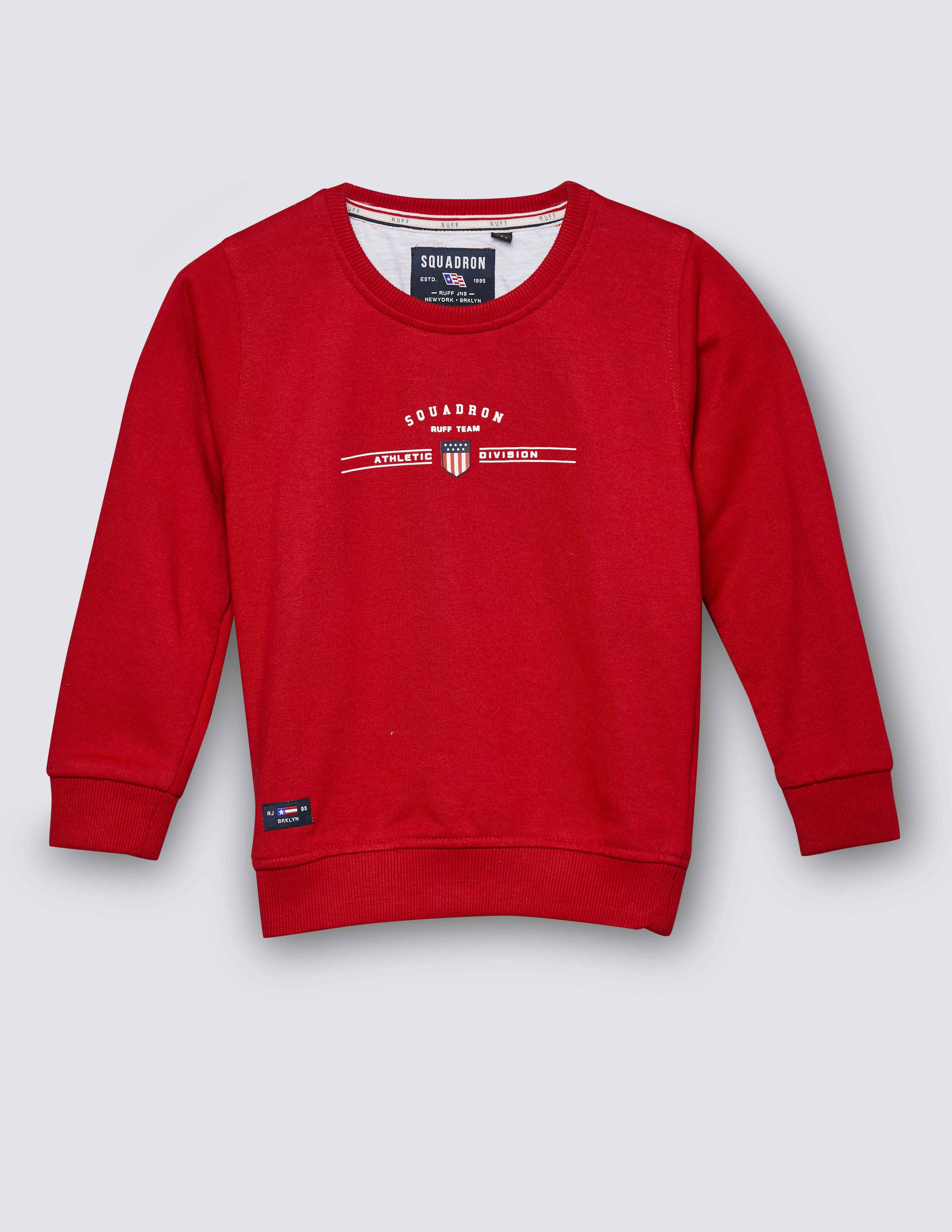 Buy Red Solid Round Neck Sweat Shirt for Boys online at RUFF